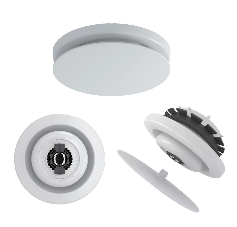 Round Ceiling Register with cover, 3-port Exhaust